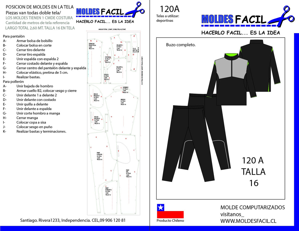 Buzo completo | Molde Ropa Escolar | Moldes Fácil – www.moldesfacil.cl